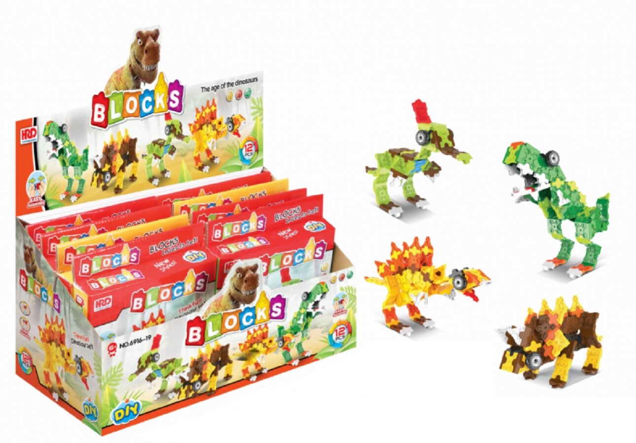 Конструктор Blocks 6916-19 Динозавры 4 вида 8 шт в д б 38х20х20 см