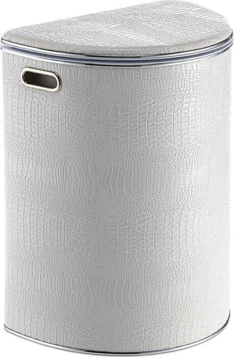 Корзина для белья Geralis KWH-O полукруглая, белая, кант хром