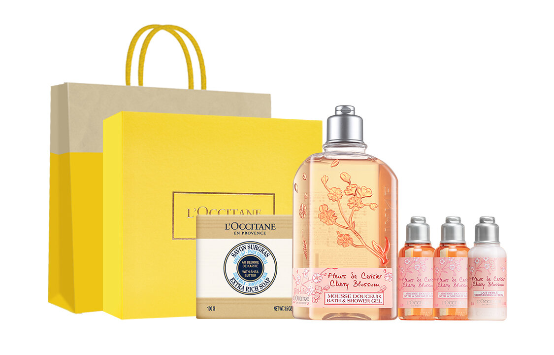 Набор ухода за телом унисекс LOCCITANE Цветы вишни ароматный гель для душа с мылом 2 шт + 3 пробника 5744900