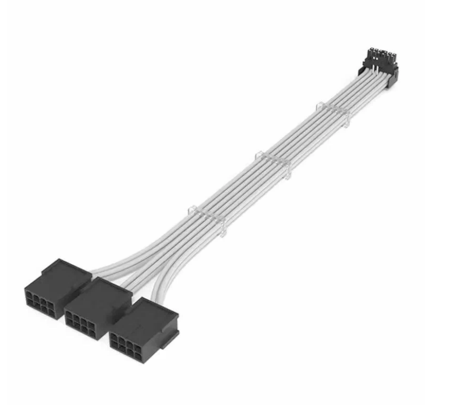 Белый 90-градусный 12+4-контактный 12VHPWR на 3 шт. PCI-E GPU 8-контактный видеокарта PCIE 5.0 3090Ti 4090 4080 блок питания адаптер удлинительный кабель