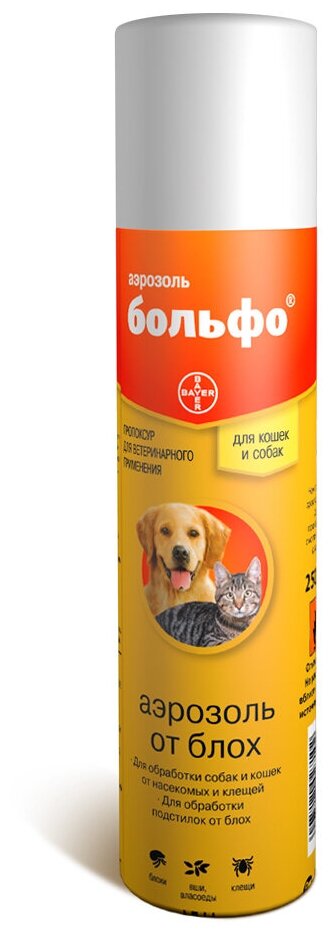 Аэрозоль для животных BAYER больфо от блох, клещей 250мл — купить в ...
