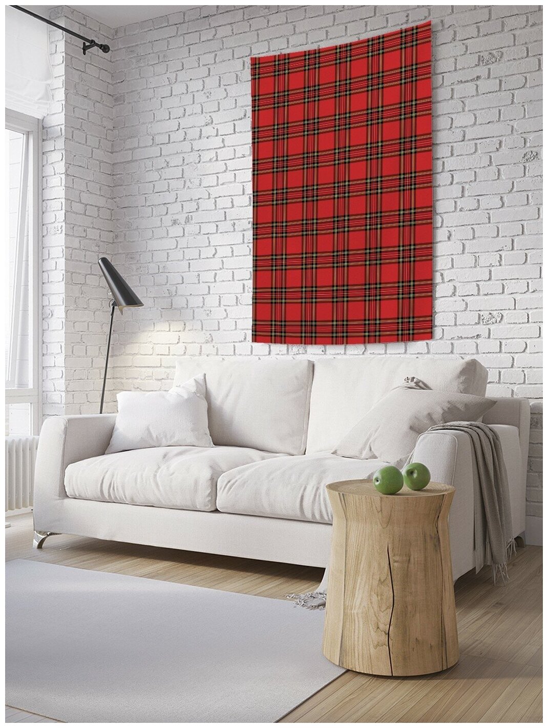 Фотопанно на стену вертикальный из ткани постер 100х150 "Красно-черная клетка", JoyArty