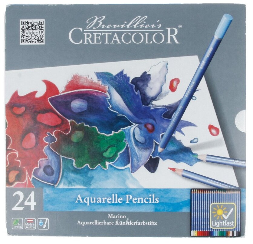 CRETACOLOR Marino Набор затаченных акварельных карандашей, 24 цвета CC240 для художников
