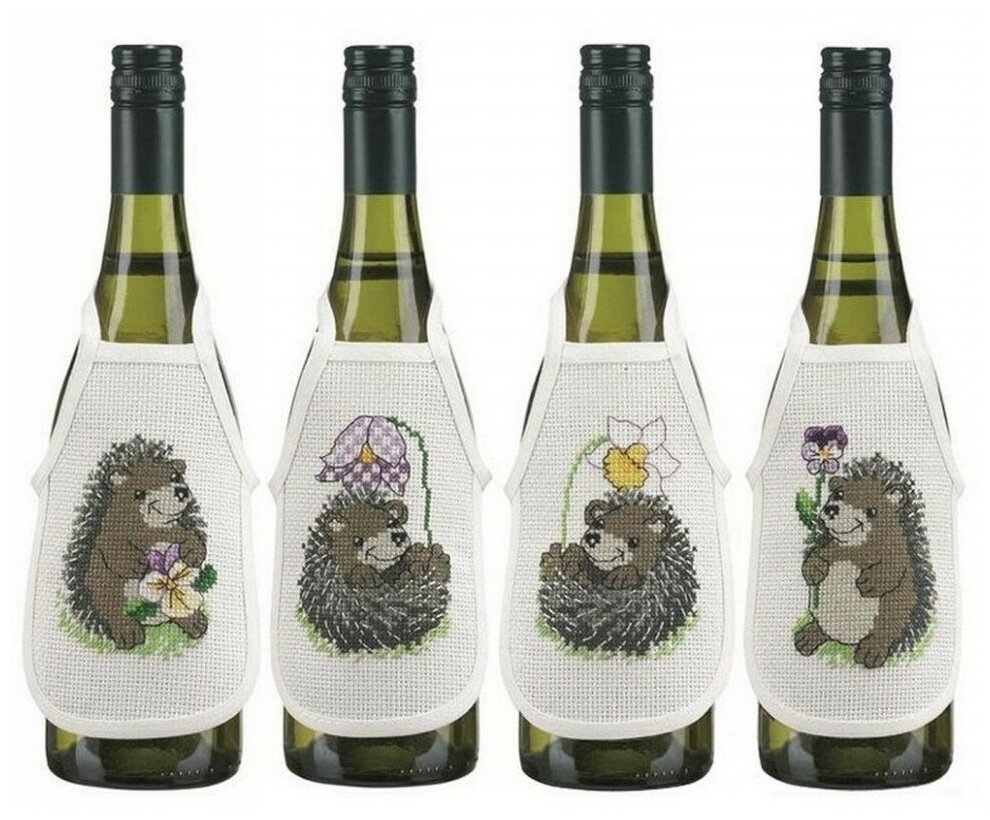 Набор для вышивания Permin #78-4833 Фартучки на бутылки "Ёжики", Счетный крест, 10 x 15 см
