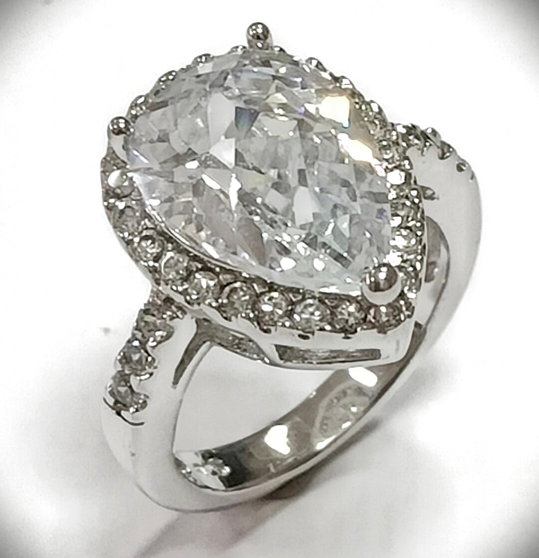 Кольцо, серебро, 925 проба, родирование, фианит