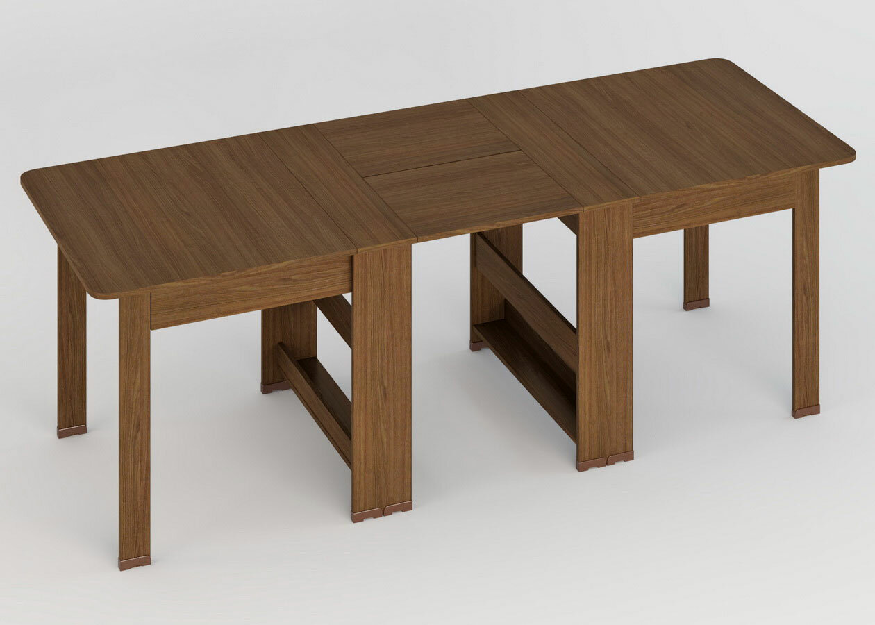 Стол-книжка 250 см со скругленной столешницей МагМебель Ральф-250/17 орех