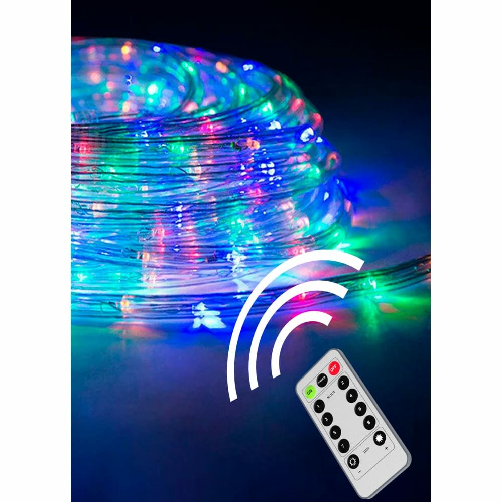 Влагозащитная гирлянда космос Дюралайт 10м (нить в трубке 0,8мм) + 30 клипс, KOC_GIR-B103