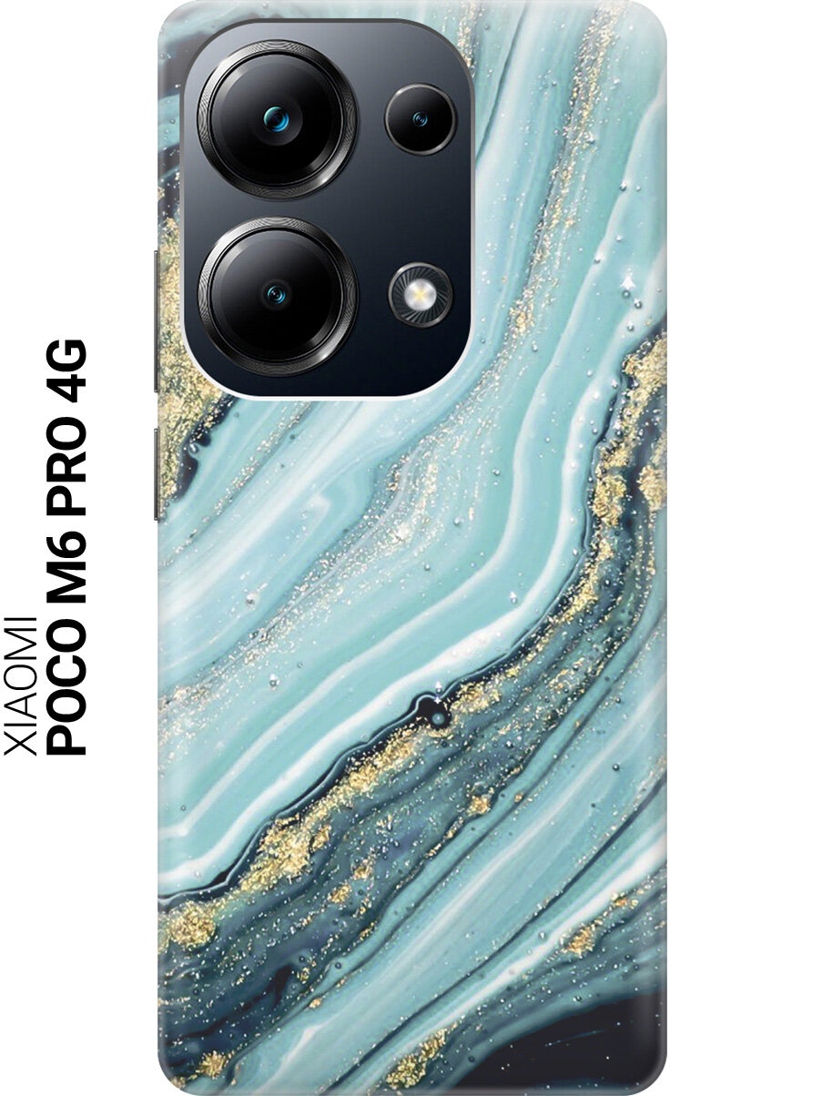 Силиконовый чехол на Xiaomi Redmi Note 13 Pro 4G / Poco M6 Pro 4G / Сяоми Редми Ноут 13 Про 4г / Поко М6 Про 4г с рисунком "Зеленый мрамор"
