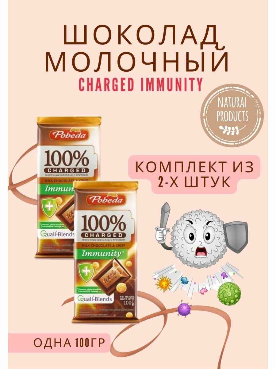 Шоколад молочный с криспом иммунити для иммунитета 100 гр Чаржед 2уп