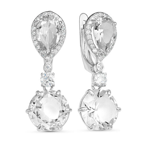 Серьги, серебро, 925 проба, фианит