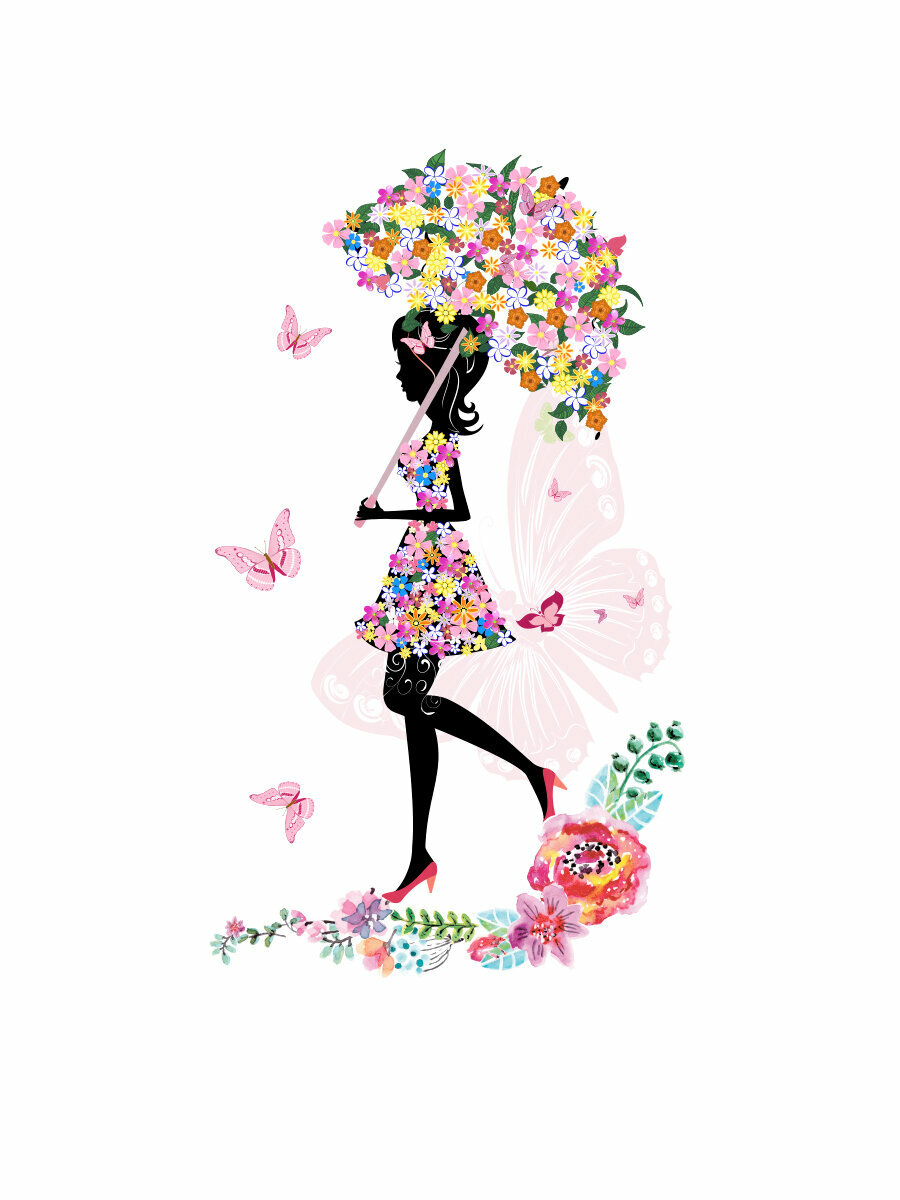 Термонаклейка на одежду "Фея с зонтом"