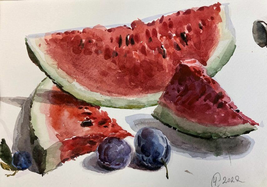 ART-Salon at Oktyabrskaya "Арбуз" 19х27см. бумага, акварель; ручная работа