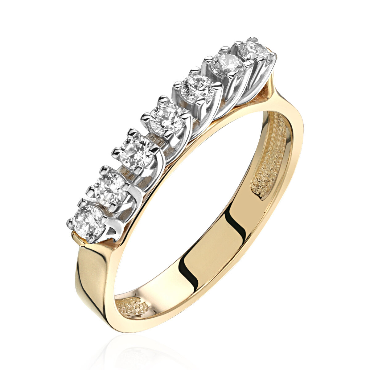 Кольцо, желтое золото, 585 проба, родирование, фианит