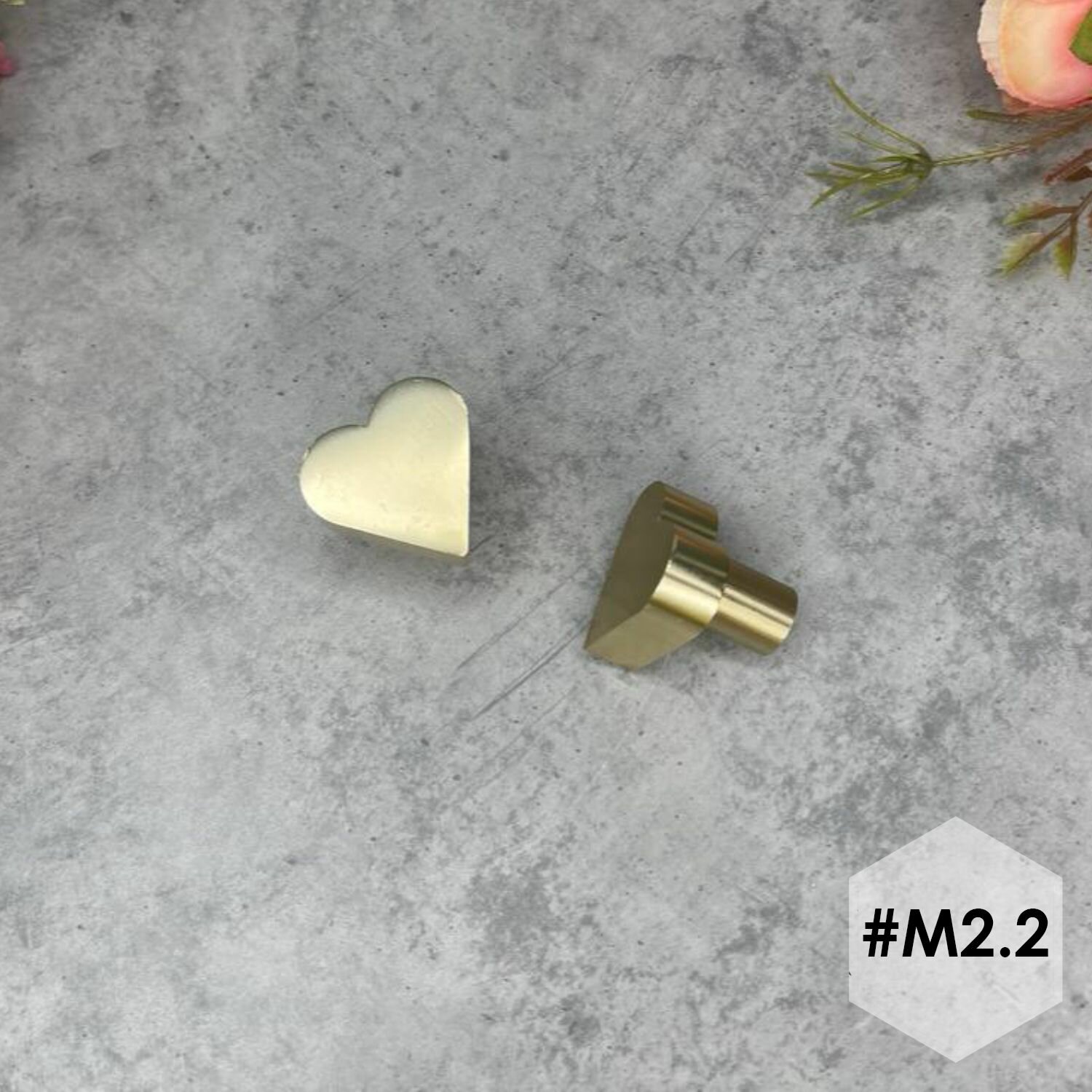 Ручка-кнопка сердце, металл 2 шт (М2.2)