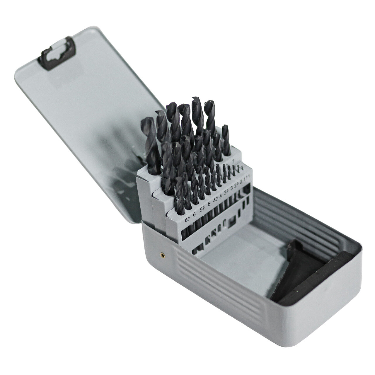 Набор сверл по металлу JSD Tools 1,0-13.0 мм, шаг 0,5 мм, HSS, 25шт, металлический кейс