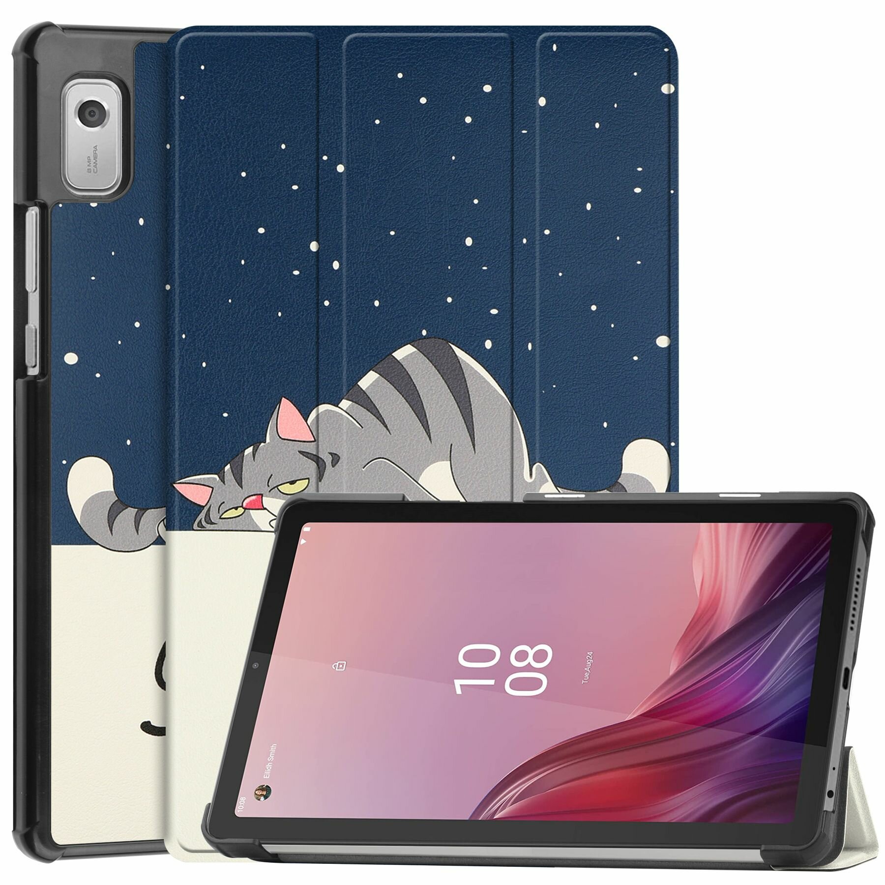 Чехол на Lenovo Tab M9 9.0 дюйма, 2023 года, умный с магнитом, cонный кот