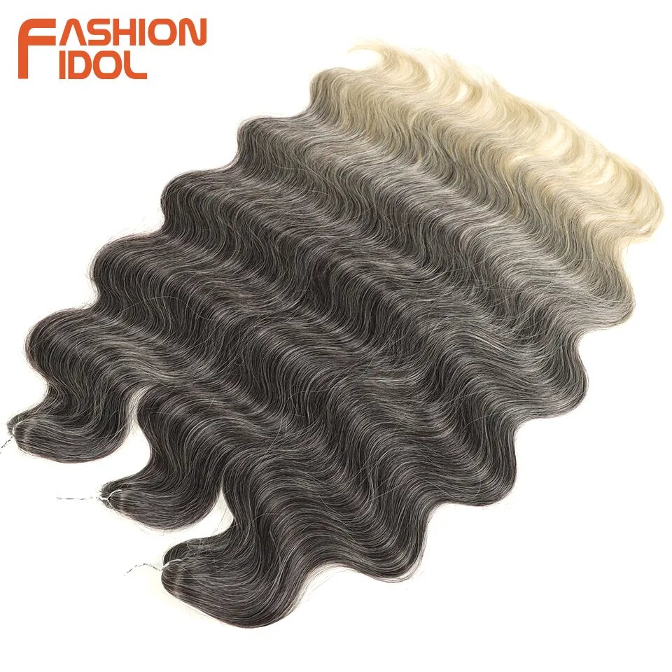 FASHION IDOL 24-дюймовые объемные косы из высокотемпературного волокна, черные T4-22