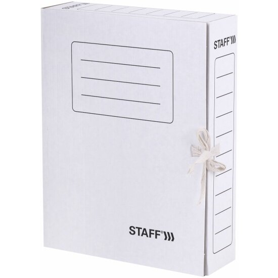 Папка архивная Staff с завязками А4 (325х250 мм), 75 мм, до 700 листов, микрогофрокартон, белая, , 128869