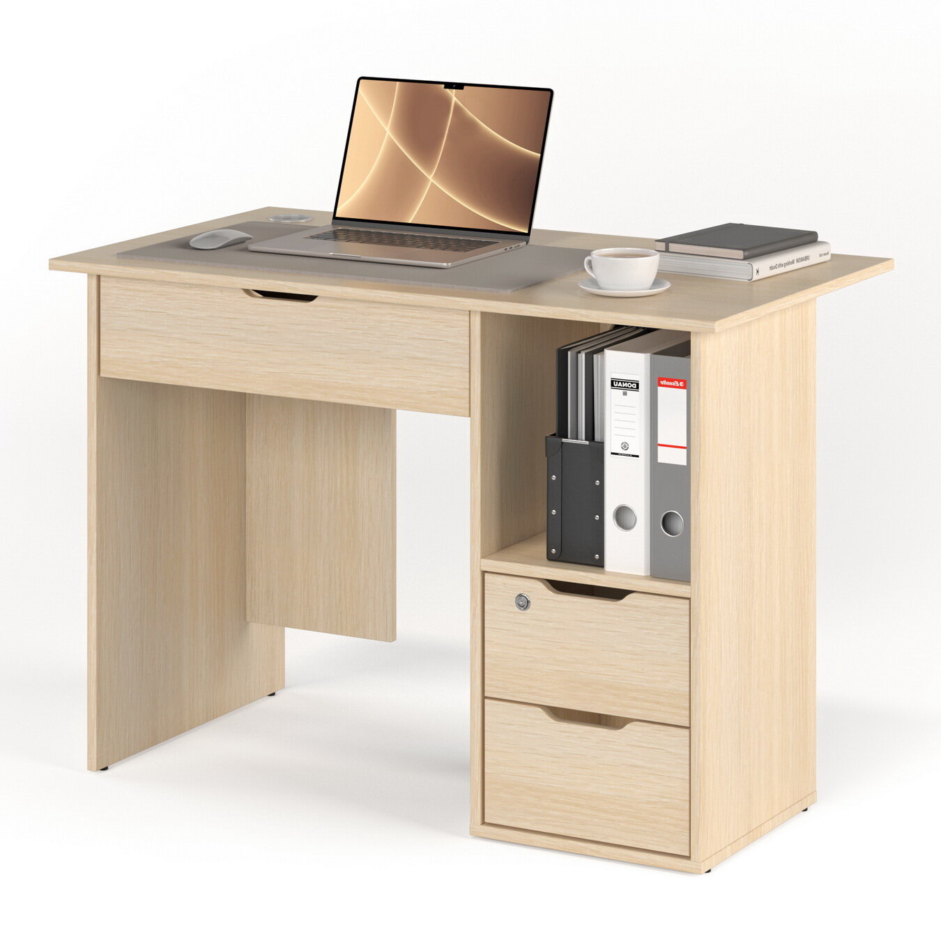 Стол письменный БАНГА-52-Я правый Дуб молочный