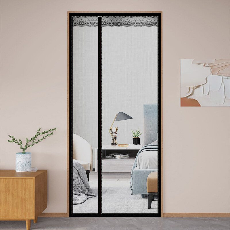 Магнитная противомоскитная сетка для дверей с полными магнитными полосами, самоклеящаяся магнитная сетка для дверей и окон, утолщенная летняя домашняя сетка-занавеска.