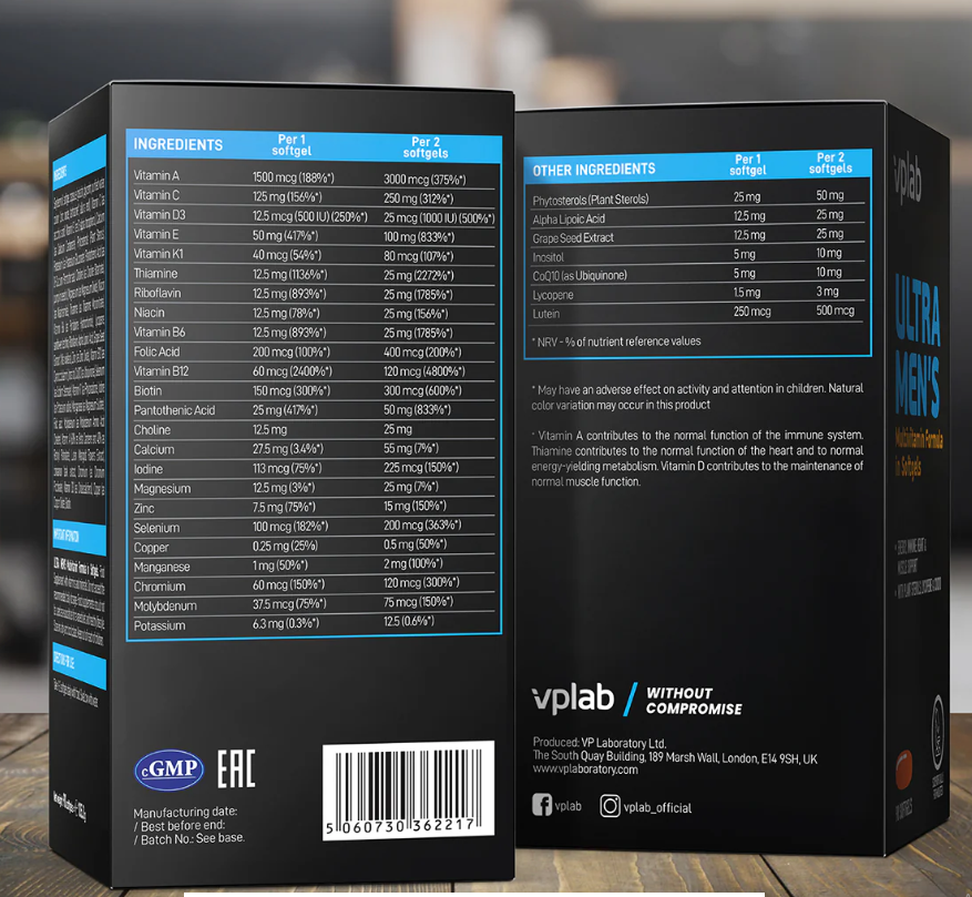 VP Laboratory Ultra Men’s Multivitamin Formula 90 softgels (VP Laboratory)