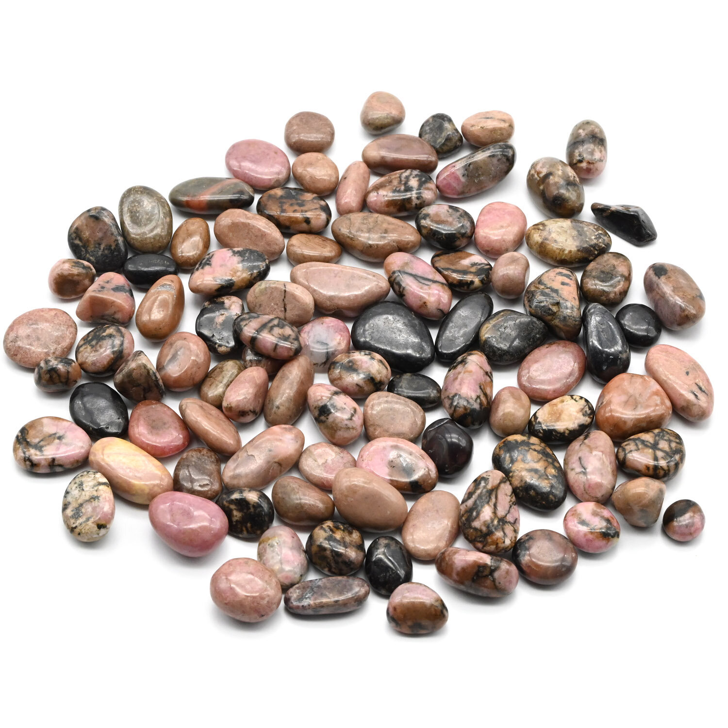 Родонит галтовка фракция 5-15мм, упаковка 100г .