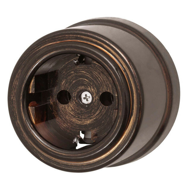 BIRONI Лизетта розетка 1 пост с заземлением бронзовая декоративная серия из коллекции