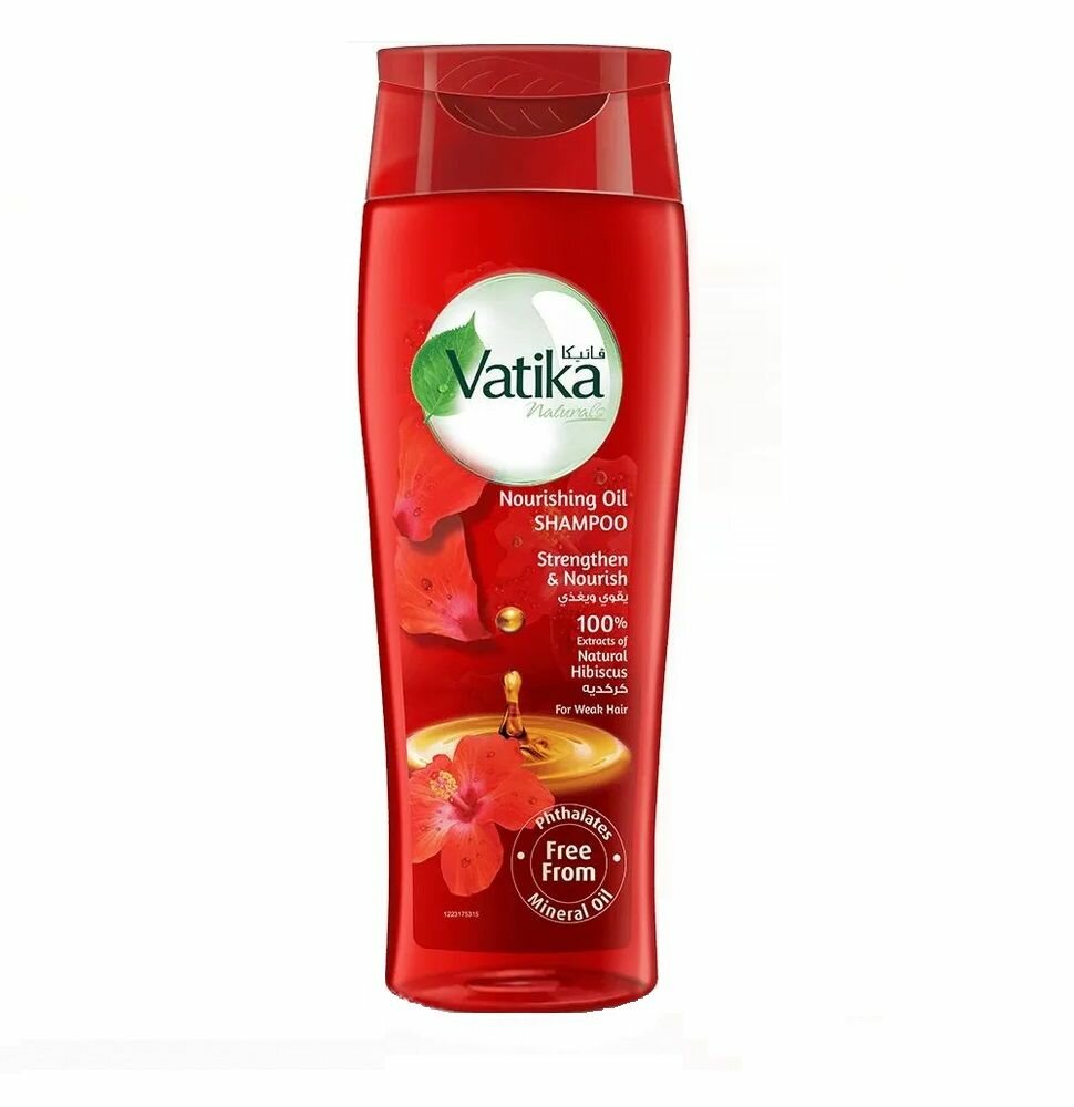 Dabur Vatika Nourishing Oil Shampoo Hibiscus / Шампунь Ватика с маслом гибискуса против ломкости волос, 425 мл