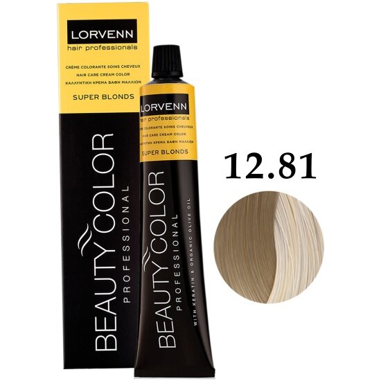 Краска для волос Lorvenn Beauty Color Professional Super Blonds, тон 12.81