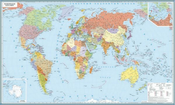 Политическая карта мира с рельефом местности, 150 х 90 см GlobusOff