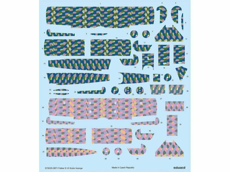 Декаль Fokker D. VII 5-цветные ромбы, EDUARD. Масштаб 1:72