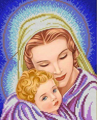 Ткань с рисунком для вышивания бисером Благовест К-4057 Мамина любовь и нежность, 20 х 25 см (Бисер в комплект не входит.)