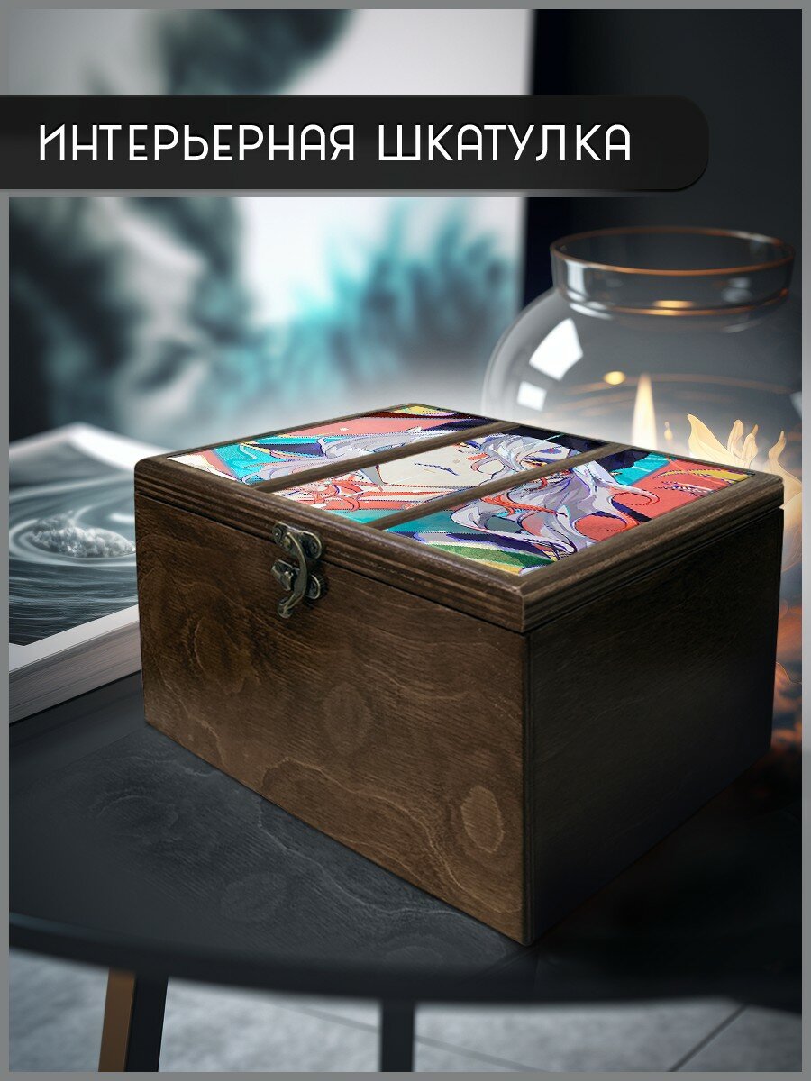 Шкатулка интерьерная "Тройная" для украшений универсальная 22x17x12 см Аниме Mononoke (Аптекарь, монстры, Япония, эстетика) - 866