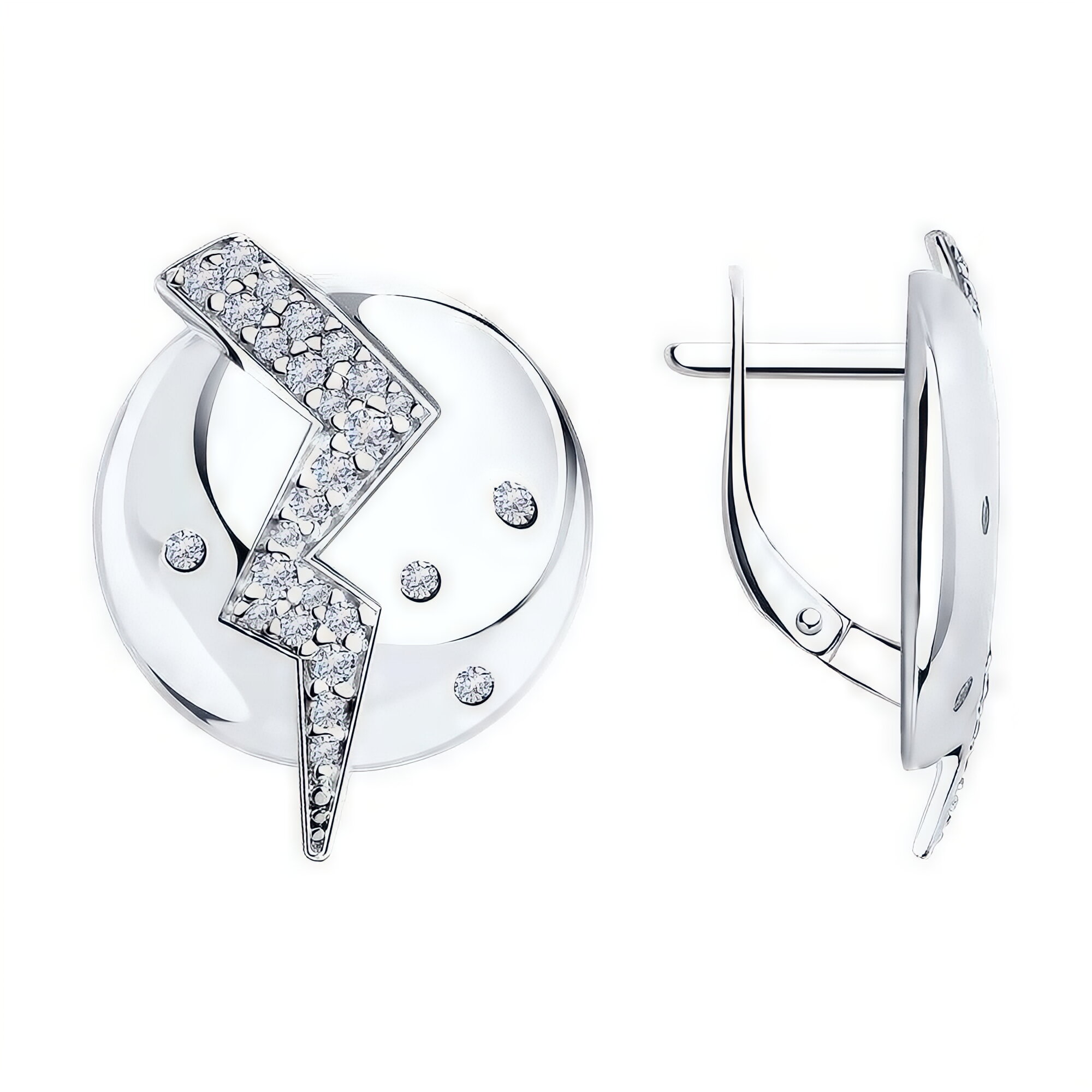 Серьги, серебро, 925 проба, родирование, фианит