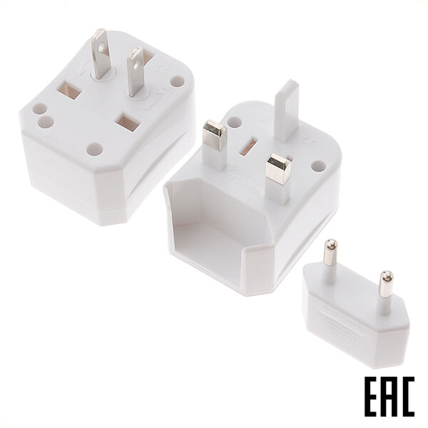 Переходник TravelEnergy универсальный Англия, США, Евро, Китай белый Robiton