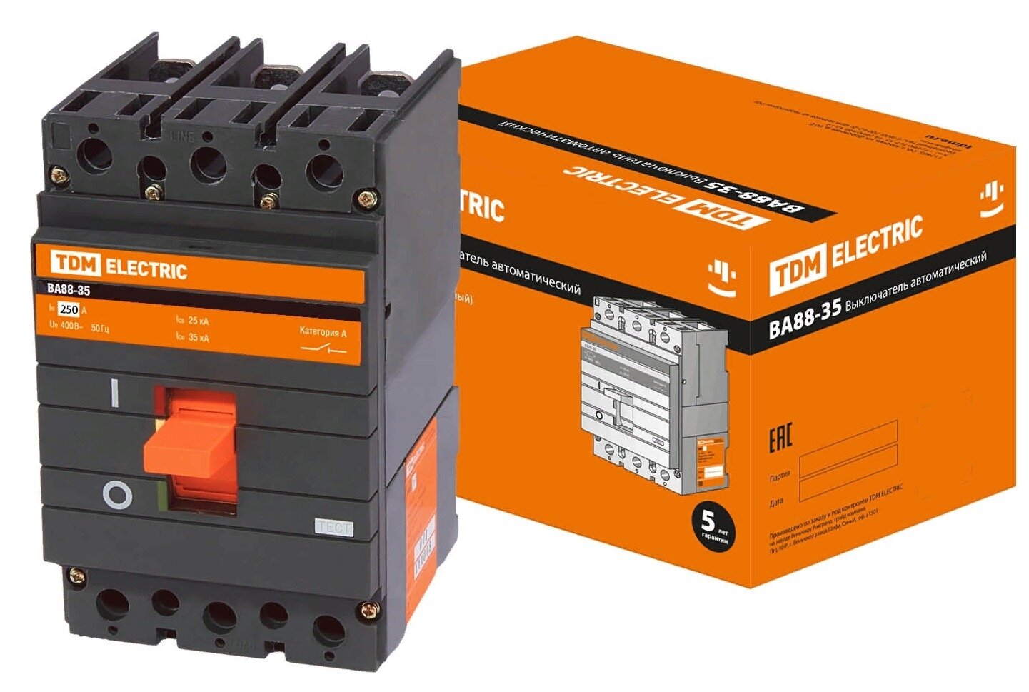 Автоматический выключатель TDM Electric / ТДМ Электрик ВА88-35 3Р 250А 35кА, SQ0707-0017 / электроавтомат
