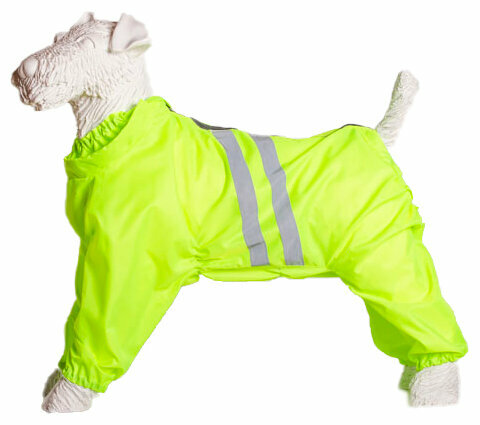 Комбинезон-дождевик для американского кокер-спаниеля кобеля, повышенной прочности, со светоотражающими полосами, цвет лимонный