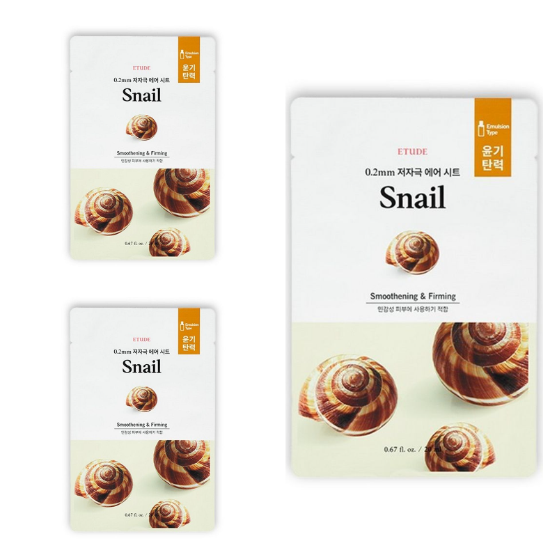 Тканевая маска Etude с фильтратом слизи улитки, 20 мл, 3 шт.