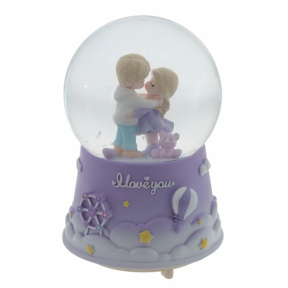 Фигурка "Дети" в стеклянном шаре с музыкой, подсветкой, эффектом вьюги, D10 см, 10х10х16 см
