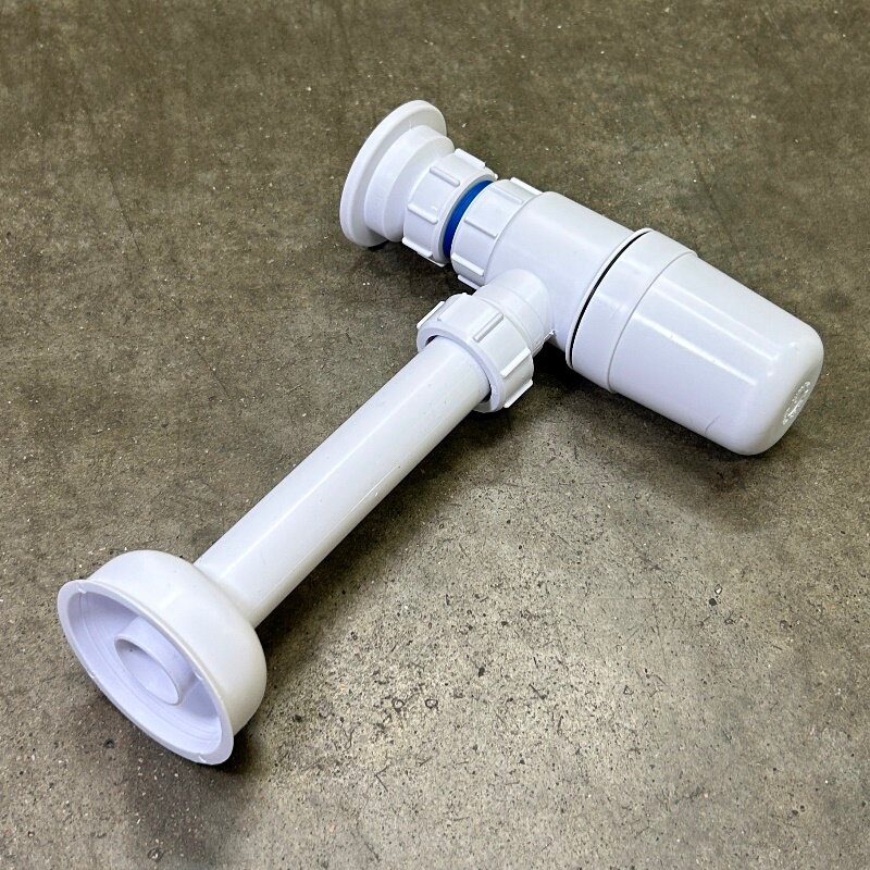 Сифон McALPINE бутылочный 1 1/4" х 32 мм с выпуском 60 мм нерж. решетка, проба, выход 32 мм компрес.