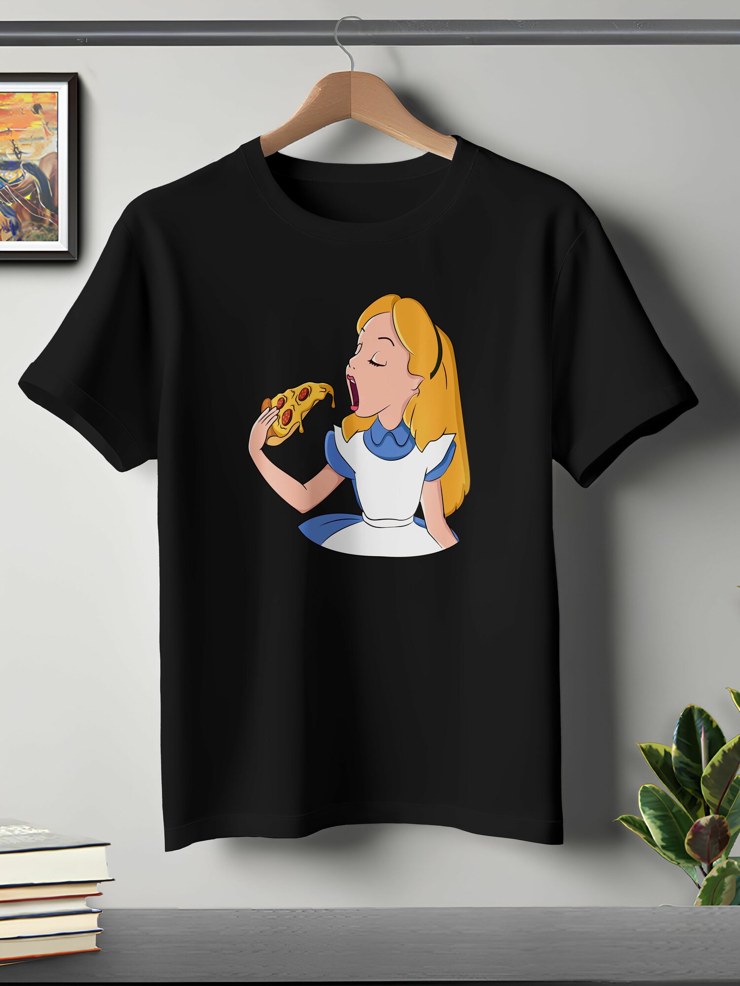 Футболка ONEQ унисекс 48-50 (L) размер с принтом Алиса в стране чудес, черная