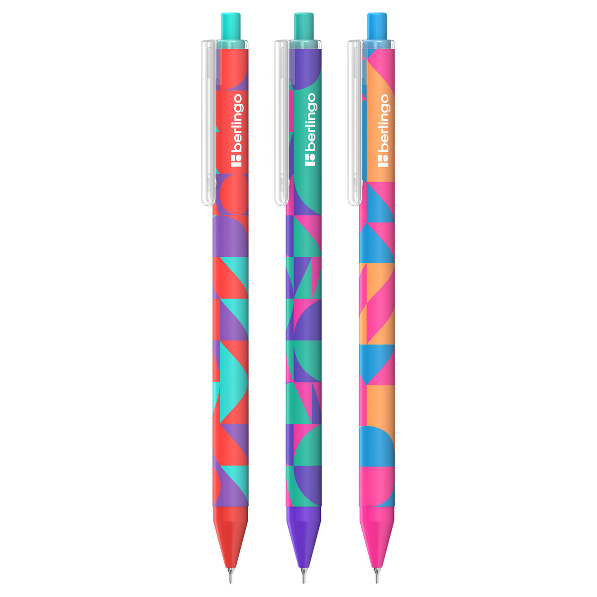 Комплект 180 шт, Ручка шариковая автоматическая Berlingo "Neonometry" синяя, 0.7мм, рисунок на корпусе, soft touch, ассорти