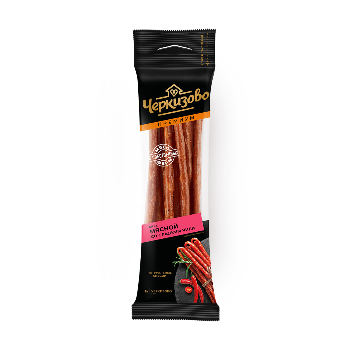 Колбаски Мясной снэк «Черкизово» со сладким чили сырокопчёные