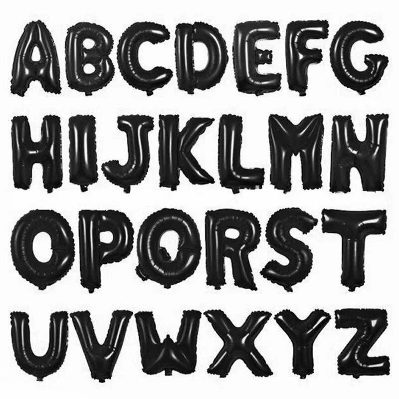Фольгированные шары с буквами 16 см Черный, black, B
