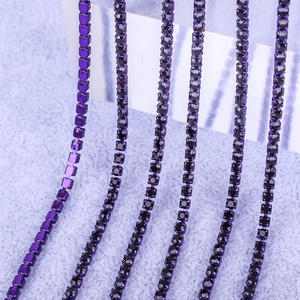 Хрустальная стеклянная цепочка VC 2mm-1 yard, Amethyst