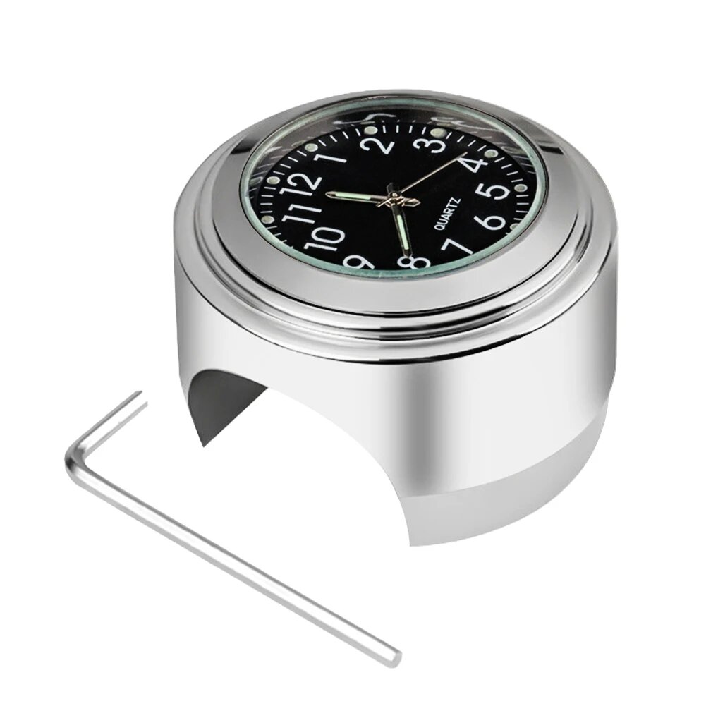 Часы на руль мотоцикла, светящийся циферблат, 22-25 мм, цвет: Clock Black