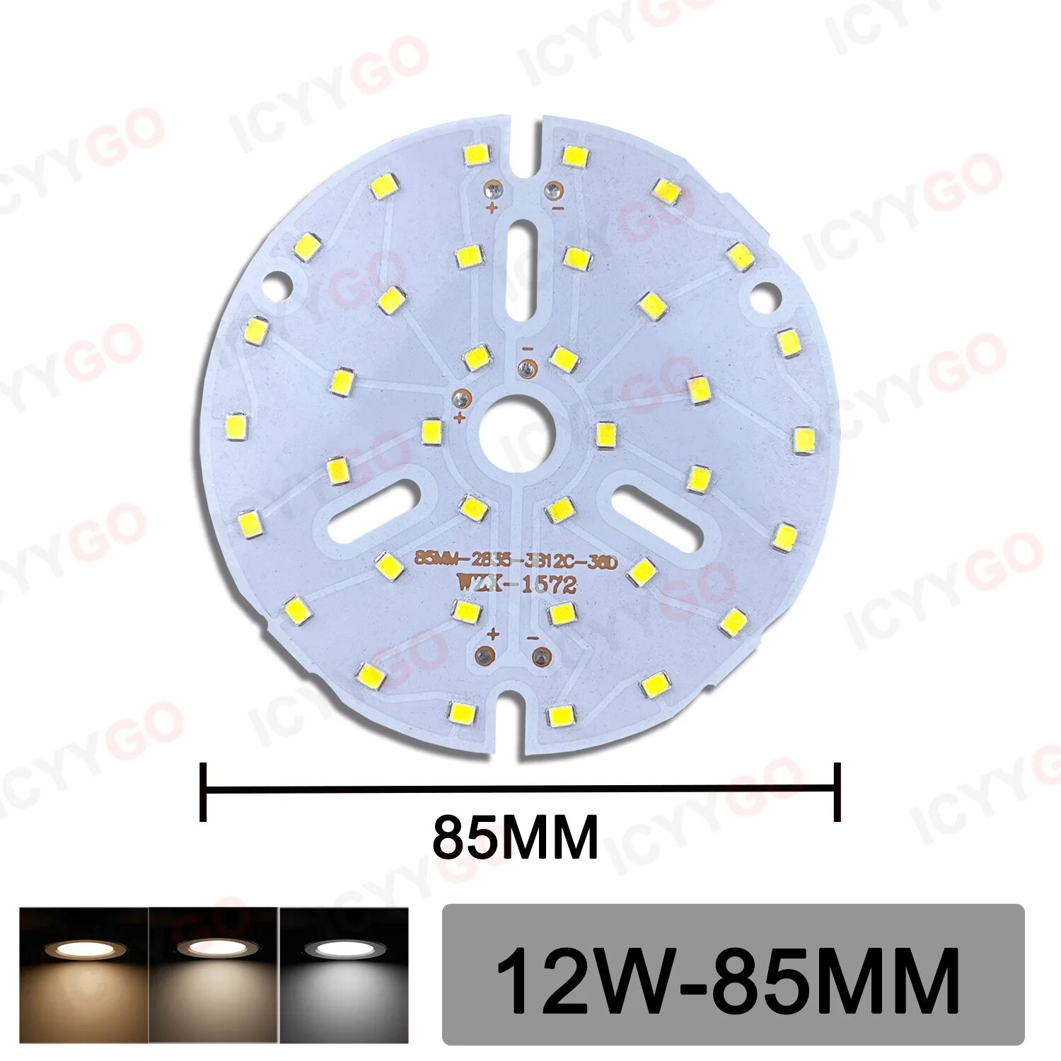Светодиодная плата 12W 85мм, 6000K Pure White