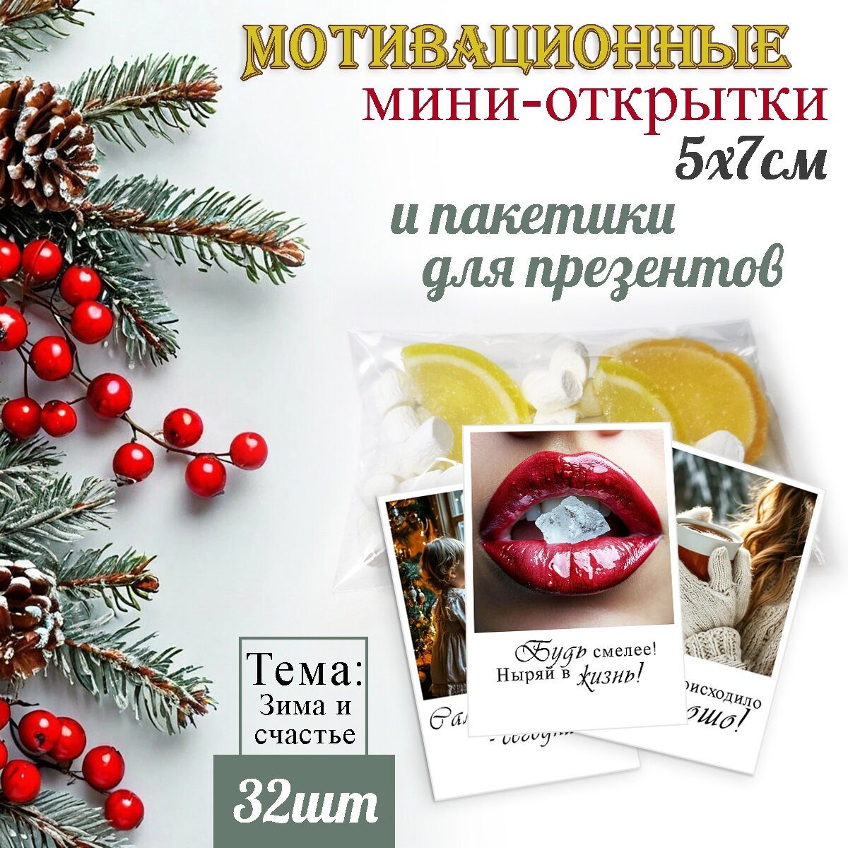 Мотивационные мини-открытки и пакетики для презентов