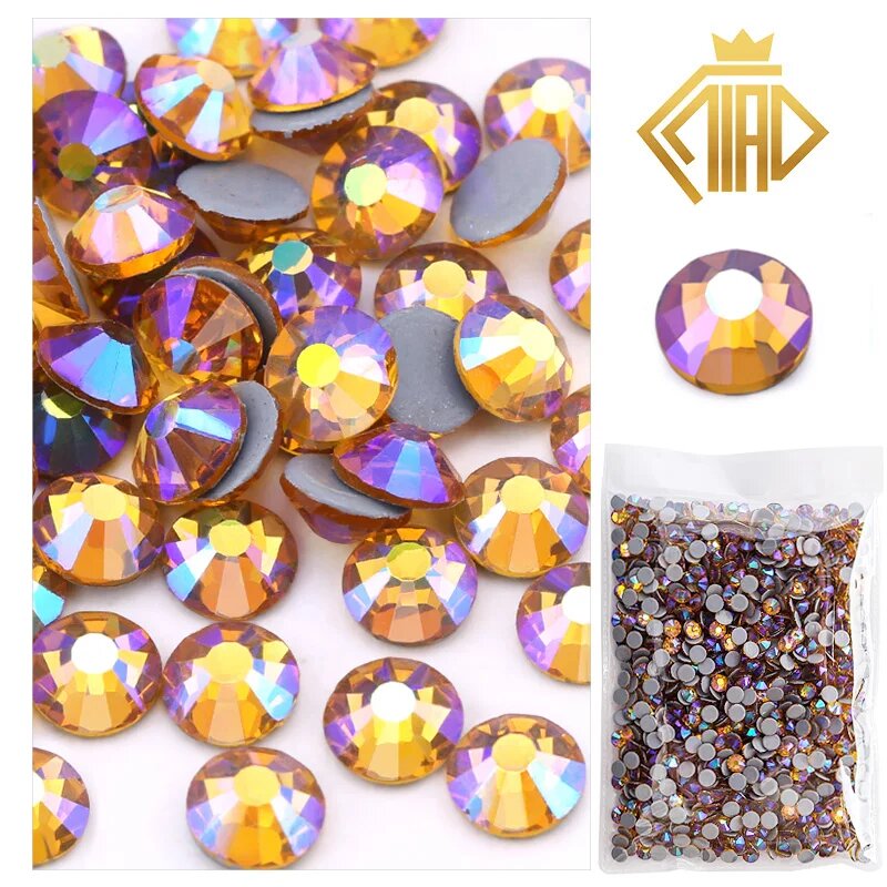 Стразы горячей фиксации QIAO Gold yellow AB SS12-1440Pcs