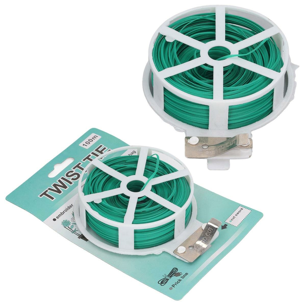 Каттер-дозатор, рулон проволоки, широкое применение, легко сгибается, хорошая поддержка, 100 м, стяжки для кабелей для растений, пластиковая крышка для сада